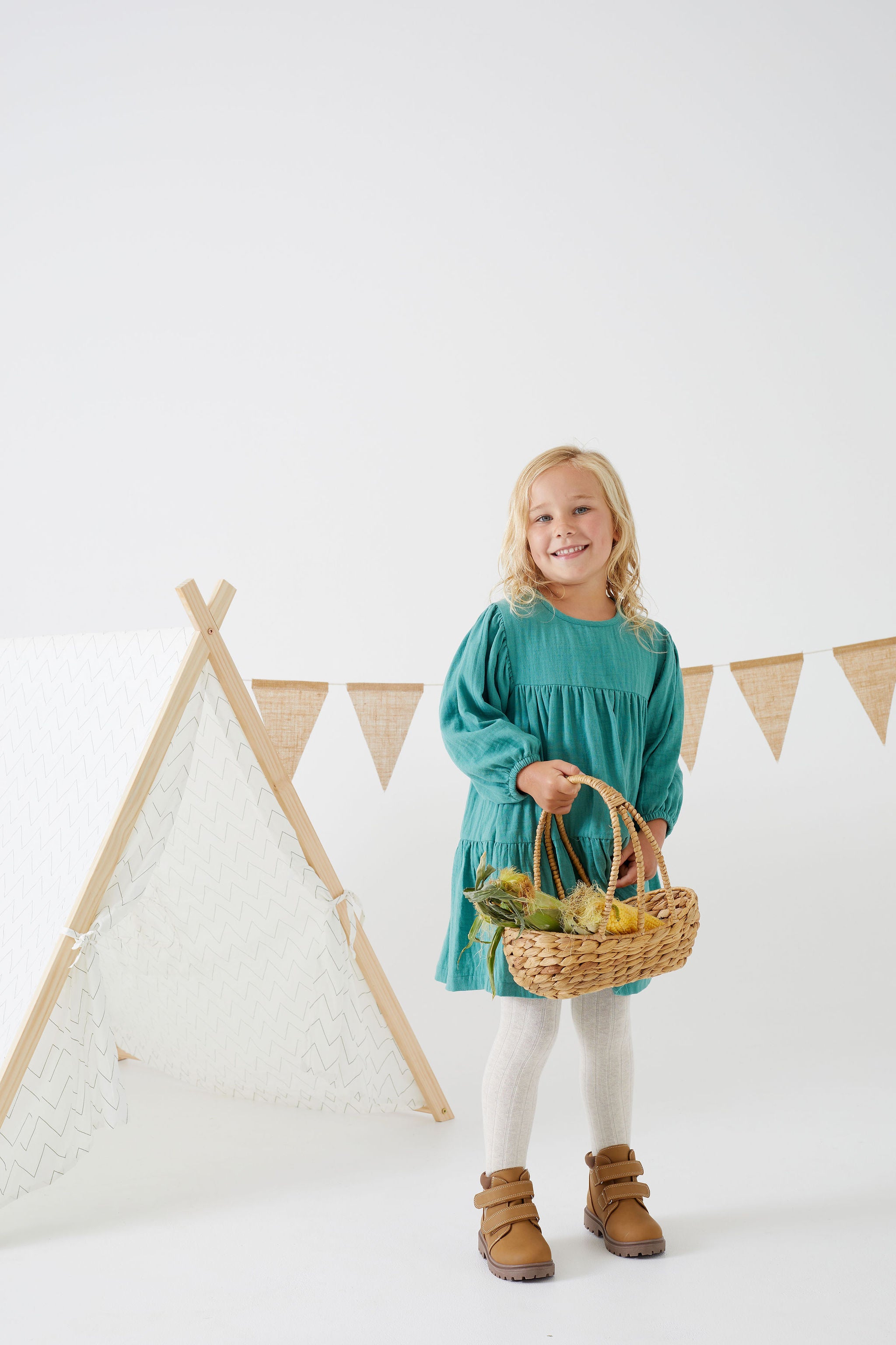 Tiny Twig layered dress in Jade – Kids of Eltham