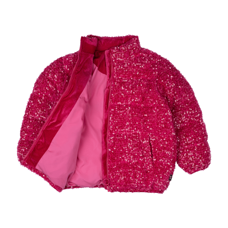 Rock Your Baby Sequin padded jacket in hot pink – Kids of Eltham