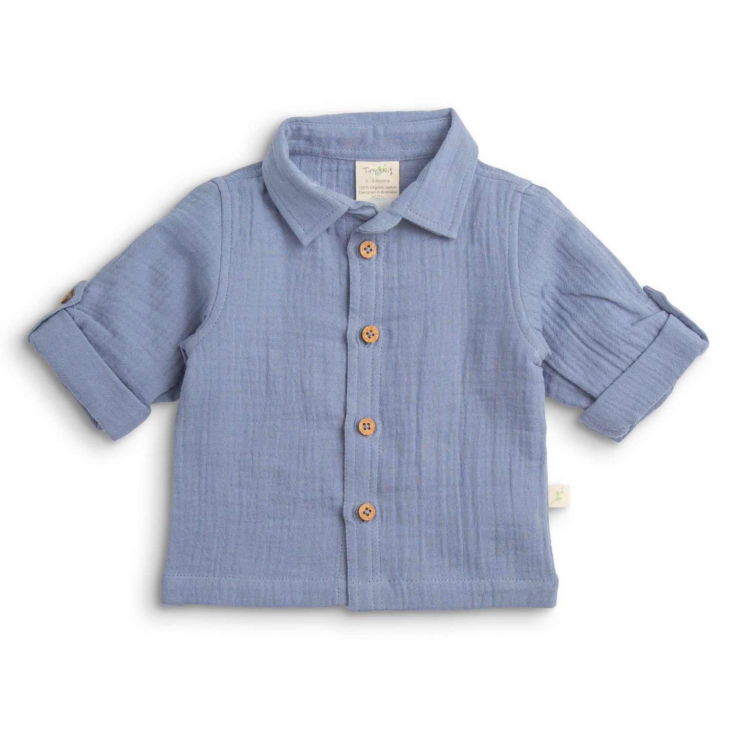 Tiny Twig Roll long sleeve up Shirt tempest in blue – Kids of Eltham