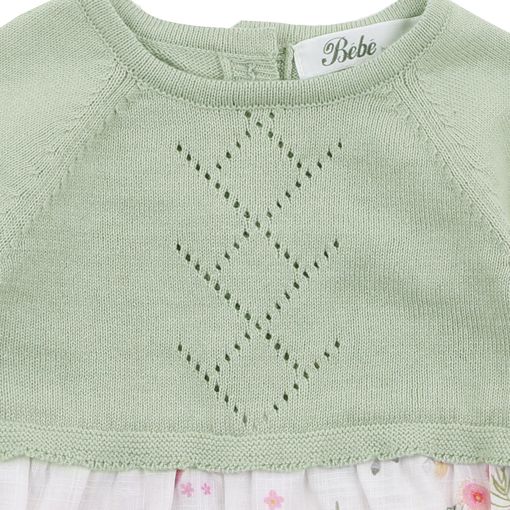 Bebe Noa knit bodice woven bodysuit in floral – Kids of Eltham